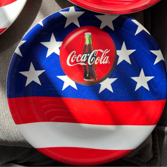 Dining | Vintage Plastic Cocacola Plates Stars And Stripes | Poshmark